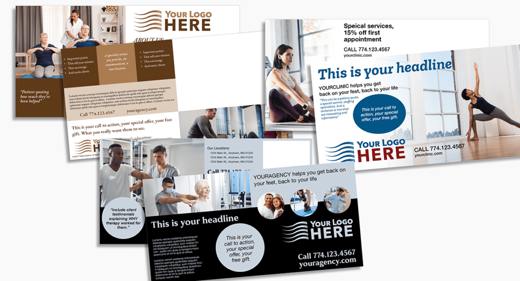 Physical therapy marketing postcards - Custom design and mailing.